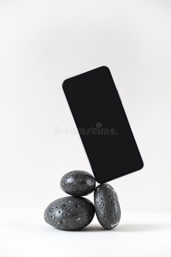 Composition of Modern Mobile Phone with Empty Screen Stock Photo ...