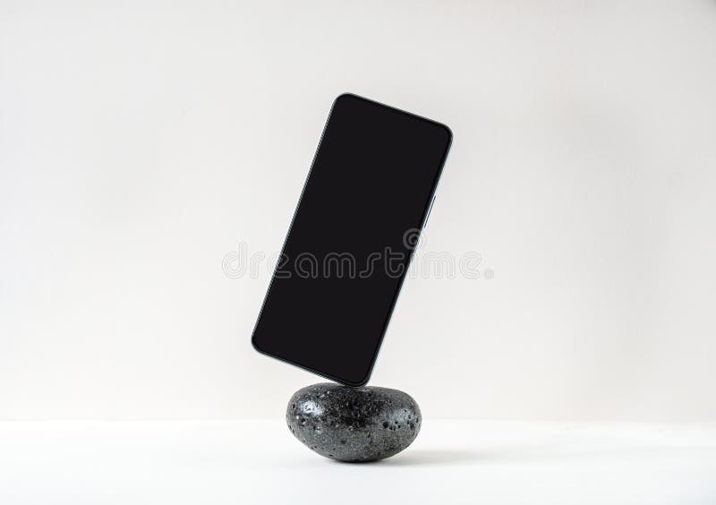 Composition of Modern Mobile Phone with Empty Screen Stock Photo ...