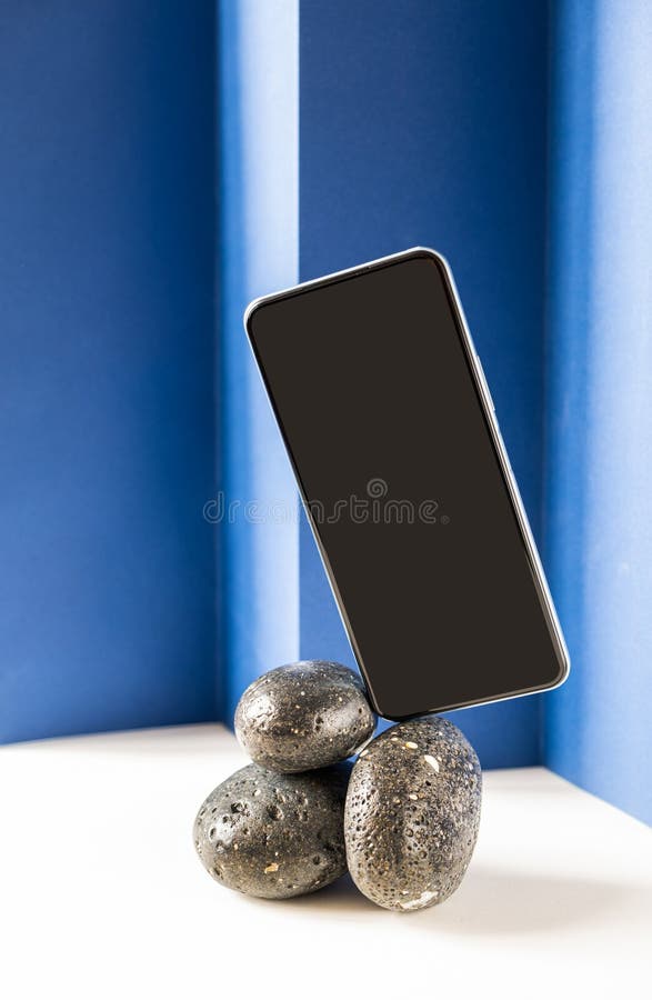 Composition of Modern Mobile Phone with Empty Screen. Stock Photo ...