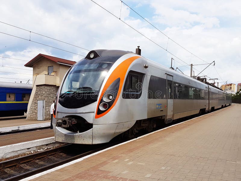 The Composition of the Modern Train on the Platform of the Lviv Railway ...