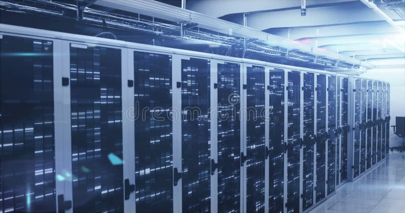 Composition of Moving Columns Over Server Room Stock Illustration ...