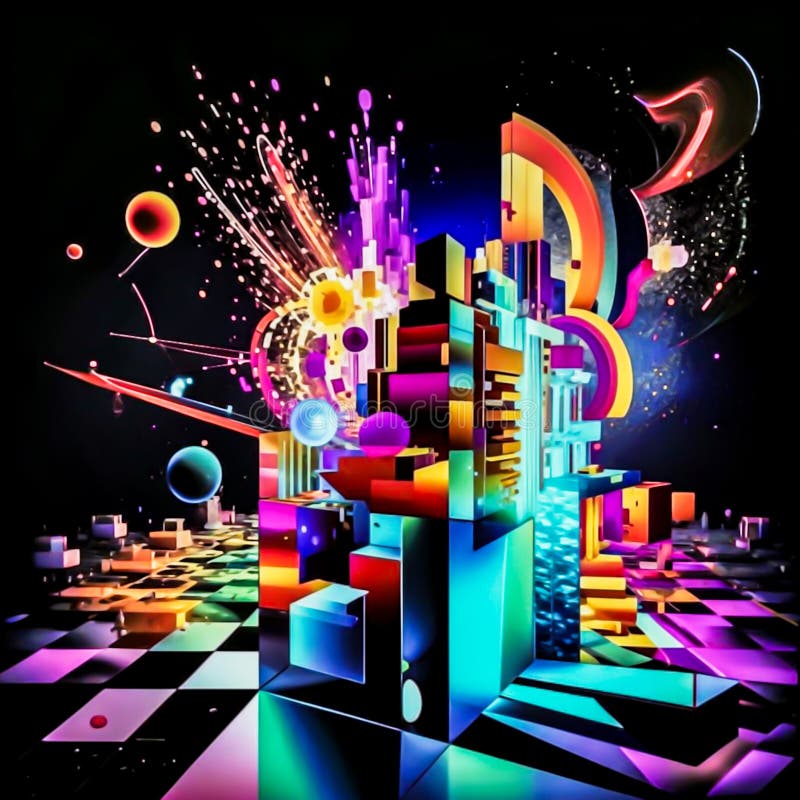 Composition of Multi-colored Art Objects. Stock Illustration ...