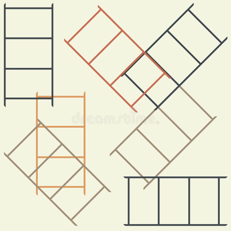A Composition of Multi-colored Ladders of the Same Size in Gray, Brown ...