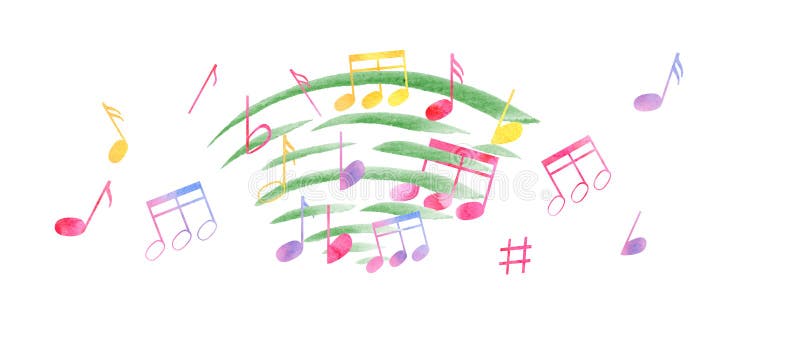Composition with Multicolored Music Notes. Notes Flying through the ...