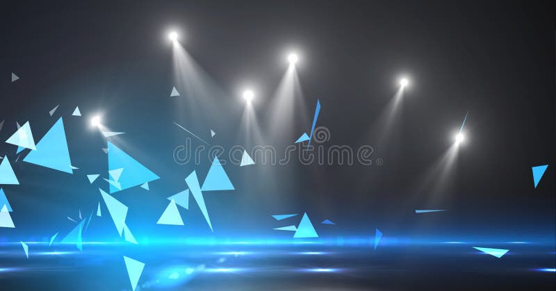 Composition of Multiple Blue Triangles and Glowing Lights on Grey ...