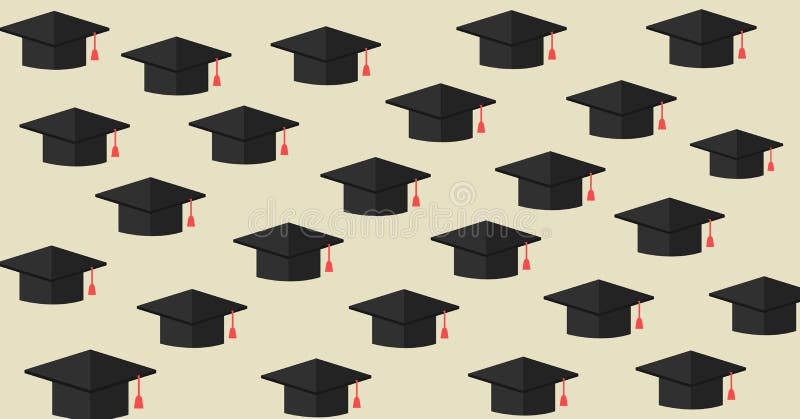 Composition of Multiple Graduation Hats on Beige Background Stock ...