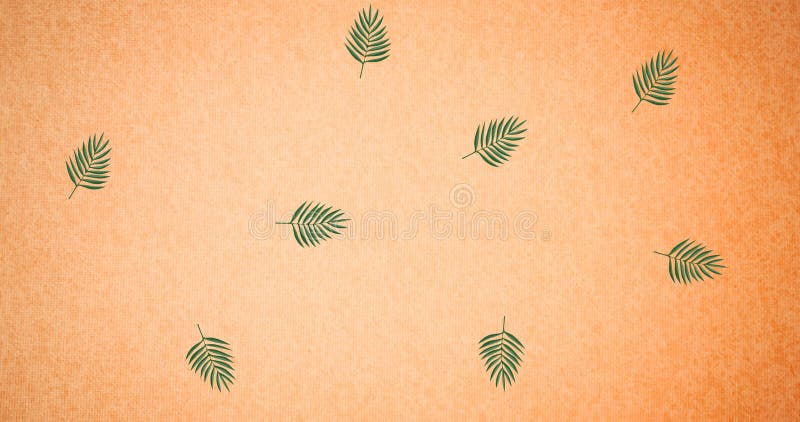 Composition of Multiple Leaves on Orange Background Stock Photo - Image ...