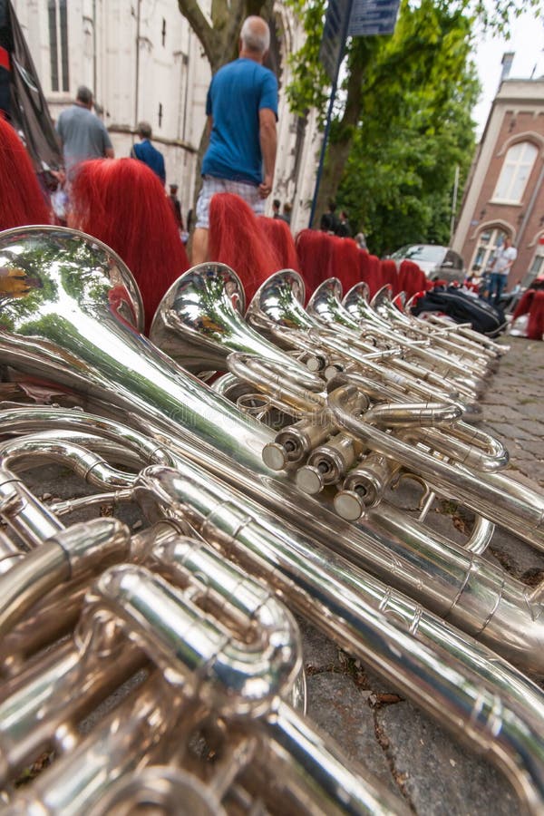 Composition of Musical Instruments on the Ground in a Row. Stock Photo ...