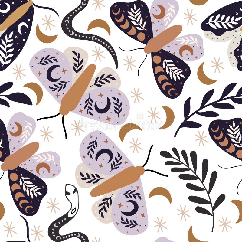 Composition of Mystic Moth. Decorated with Magic Elements Stock Vector ...