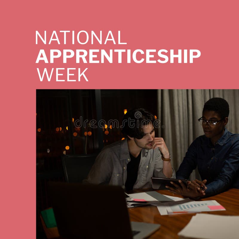 Composition of National Apprenticeship Week Text and Business People in ...