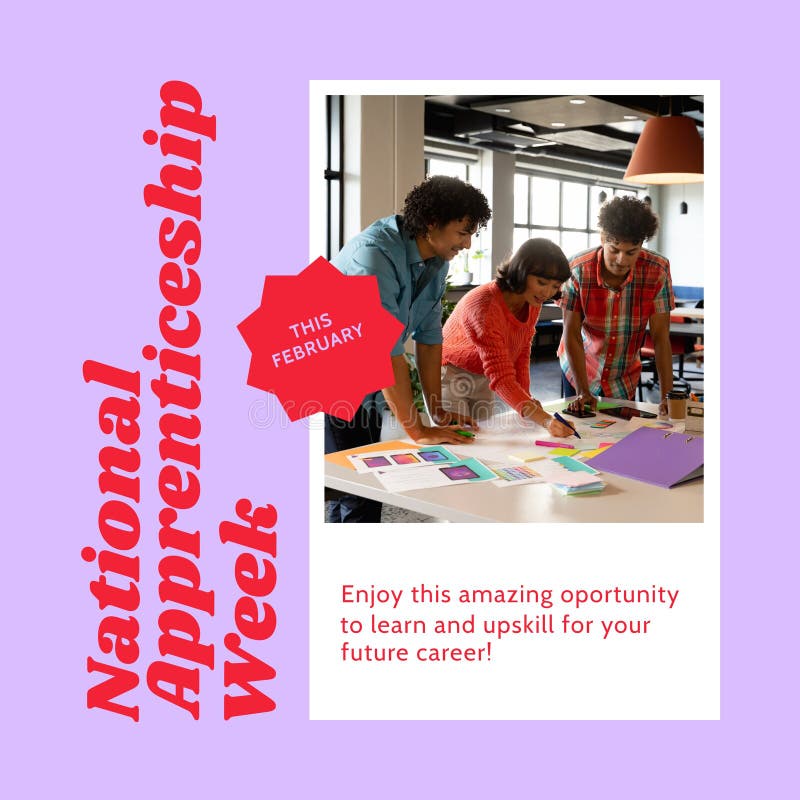 Composition of National Apprenticeship Week Text Over Diverse Business ...