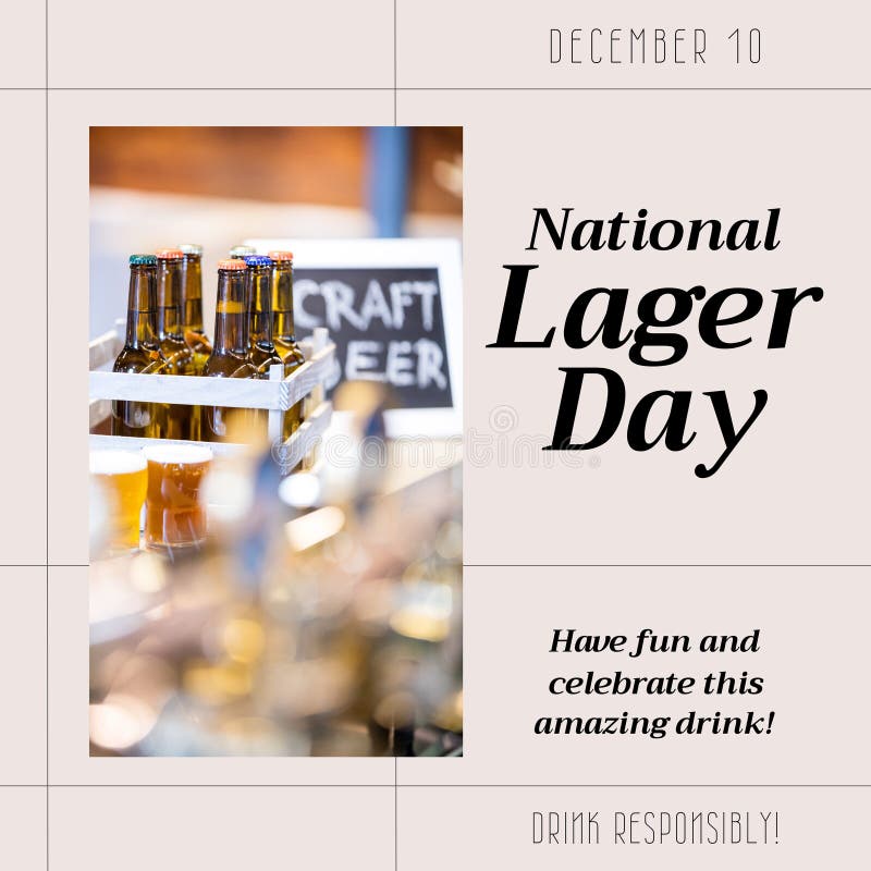 Composition of National Lager Day Text with Beer on Beige Background ...
