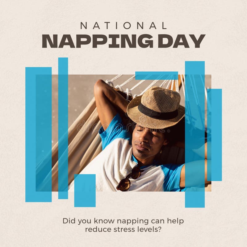 Composition of National Napping Day Text with Biracial Man Sleeping ...