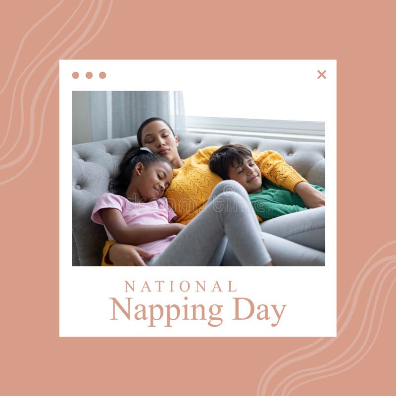 Composition of National Napping Day Text with Biracial Mother and ...