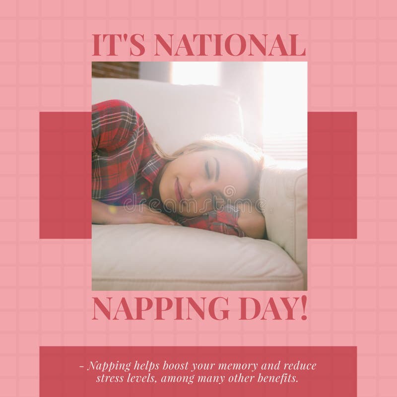 Composition of National Napping Day Text with Caucasian Woman Sleeping ...