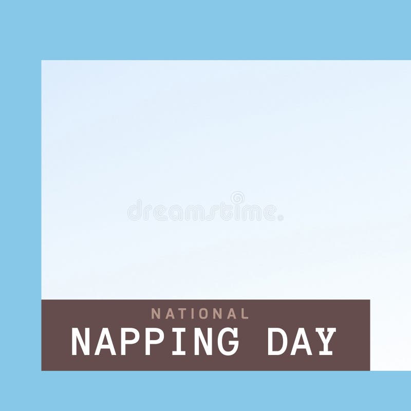 Composition of National Napping Day Text Over Copy Space on Blue ...