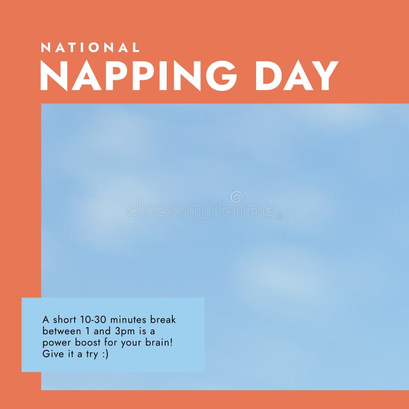 Composition of National Napping Day Text Over Copy Space on Blue ...