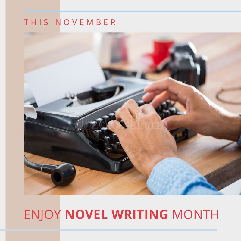 Composition of National Novel Writing Month Text Over Hands Using ...