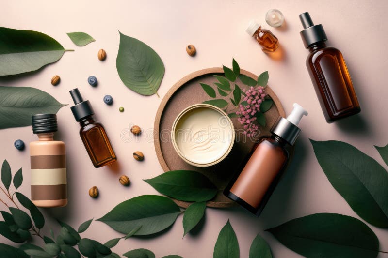 Composition With Natural Organic Cosmetic Product Illustration Ai
