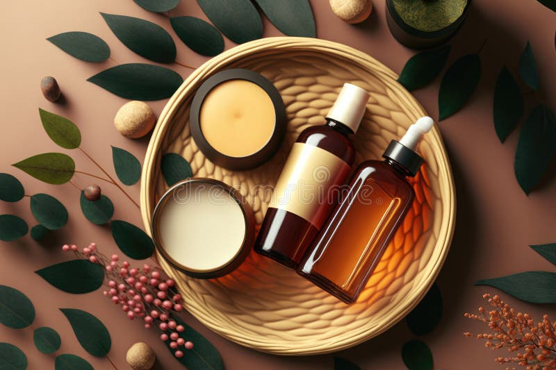 Composition With Natural Organic Cosmetic Product Illustration Ai