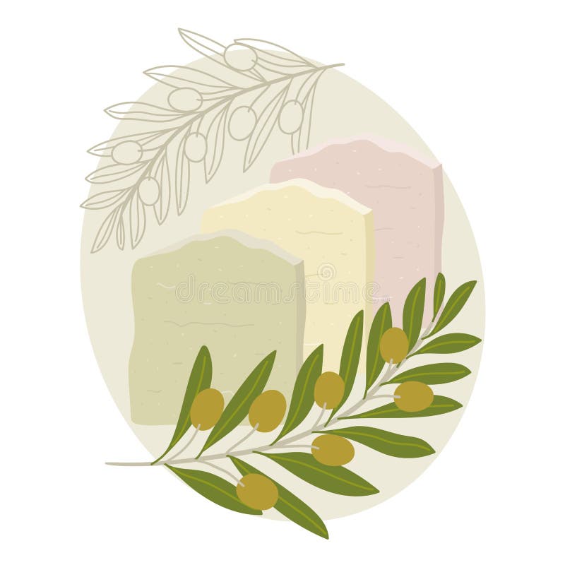 Composition with Natural Organic Soaps with Abstract Shape, Olive ...