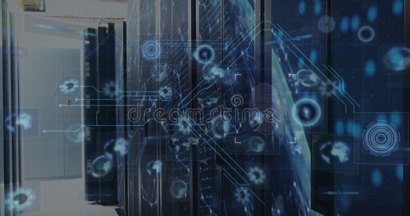 Composition of Network of Connections with Digital Screens and Globe ...