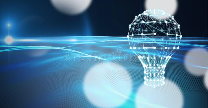 Composition of Network of Connections Forming Light Bulb Over White ...
