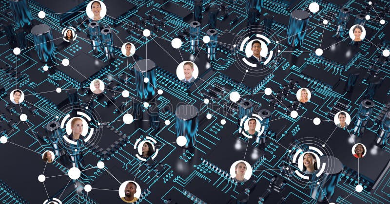 Composition of Network of Connections with People S Photographs Over ...