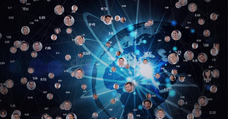 Composition of Network of Connections with People S Photographs Over ...