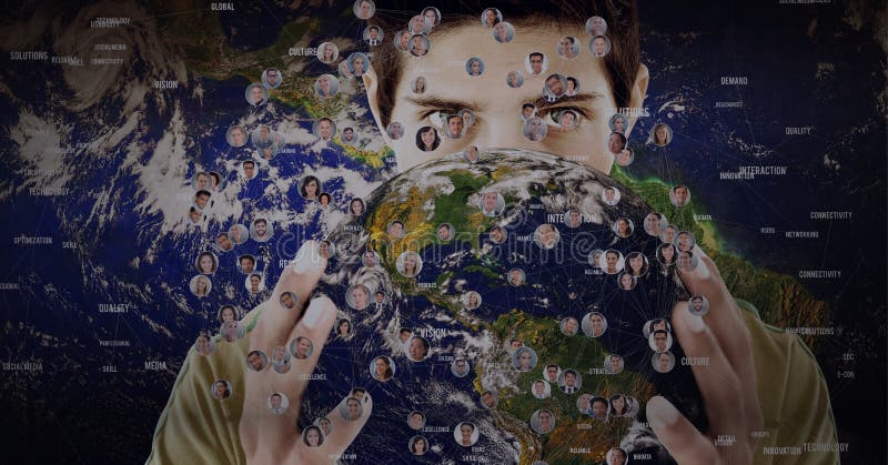 Composition of Network of Connections with People S Photographs Over ...