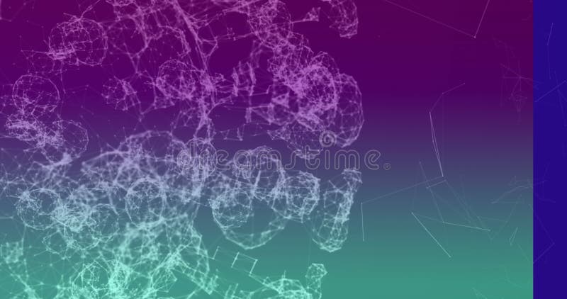 Composition of Network of Connections with Shapes on Purple Background ...