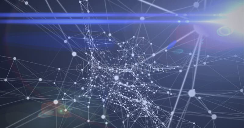 Composition of Network of Connections with White Spots Over Blue ...