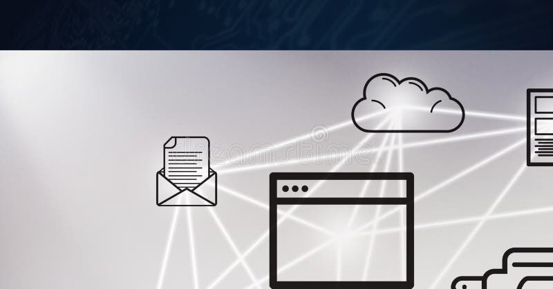 Composition of Network of Digital Icons on Grey Background Stock ... Composition of Network of Digital Icons on Grey Background Stock ...