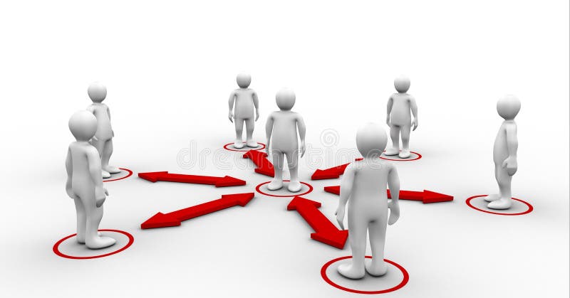 Composition of Network of People Connections with Red Arrows on White ...