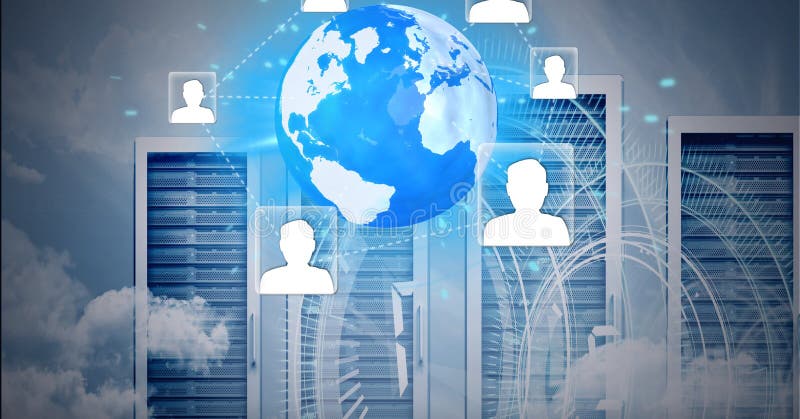 Globe and servers stock illustration. Illustration of business - 4832789