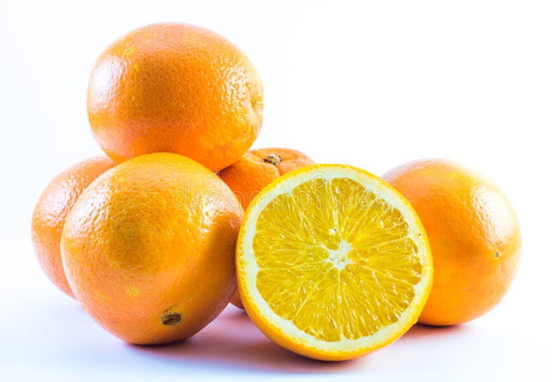 Composition of Nicely Colored Oranges on a White Background - Front and ...