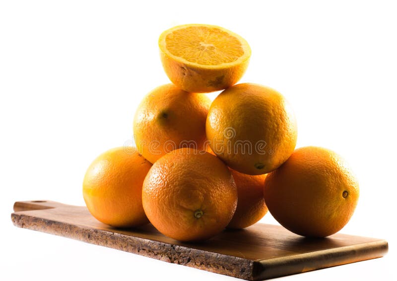 Composition of Nicely Colored Oranges on a White Background - Front and ...