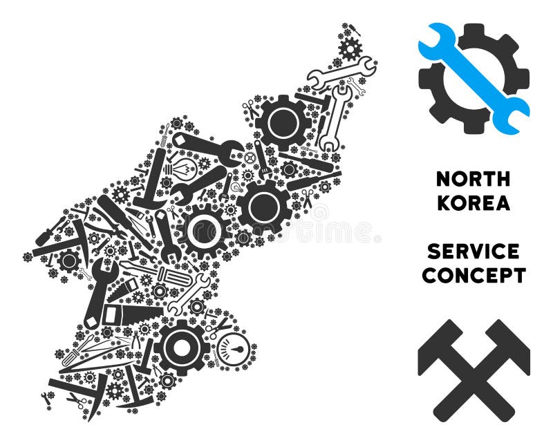 Composition North Korea Map of Service Tools Stock Vector ...