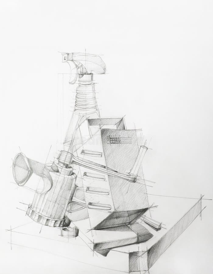 Composition with Objects, Sketch Stock Illustration - Illustration of ...