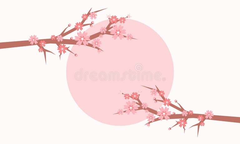 Beautiful Minimalist Cherry Blossom Background. Japanese Sakura Design ...