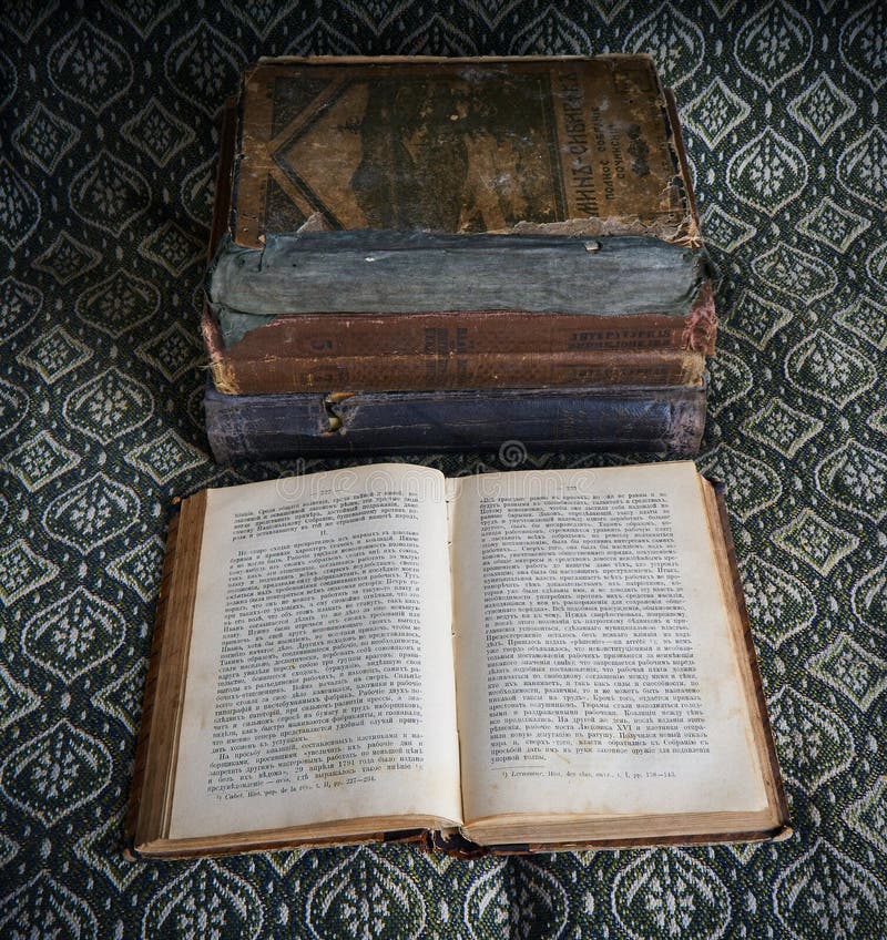 Composition of Old Books in a Stack Stock Photo - Image of group ...