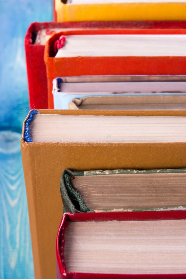 Composition with Old Vintage Colorful Hardback Books Stacking, Diary on ...