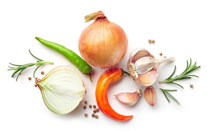 Composition of Onions and Spices Stock Photo - Image of aromatic, food ...