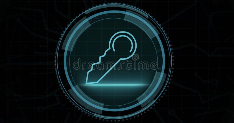 Composition of Online Security Key Icon on Black Background Stock ...