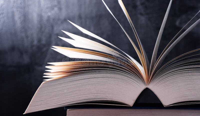 Composition with Open Book and Glasses on the Table Stock Photo - Image ...