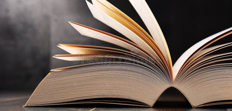 Composition with Open Book on the Table Stock Photo - Image of ...