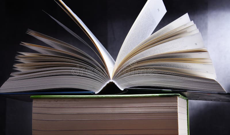 Composition with Open Book on the Table Stock Photo - Image of reading ...