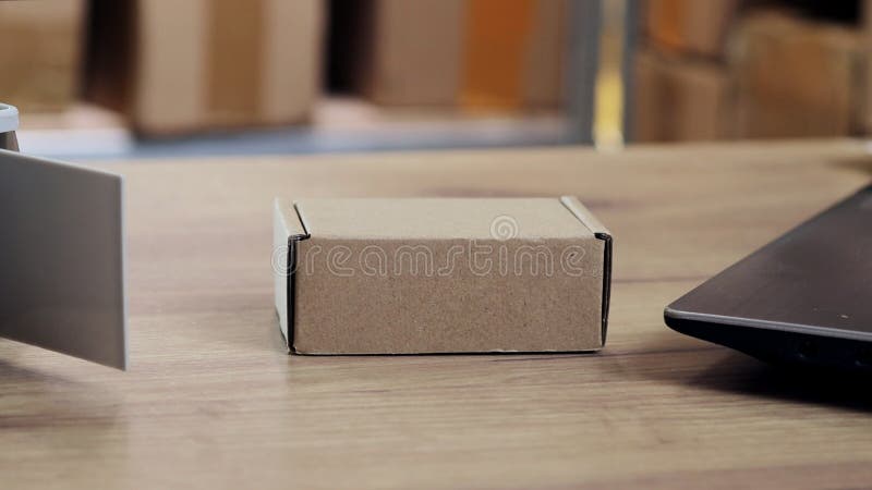 Composition with Packing Tape Dispenser, Laptop and Paper Boxes on ...