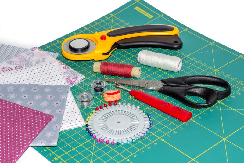 Composition of Patchwork Instruments, Objects and Fabrcs Stock Image ...