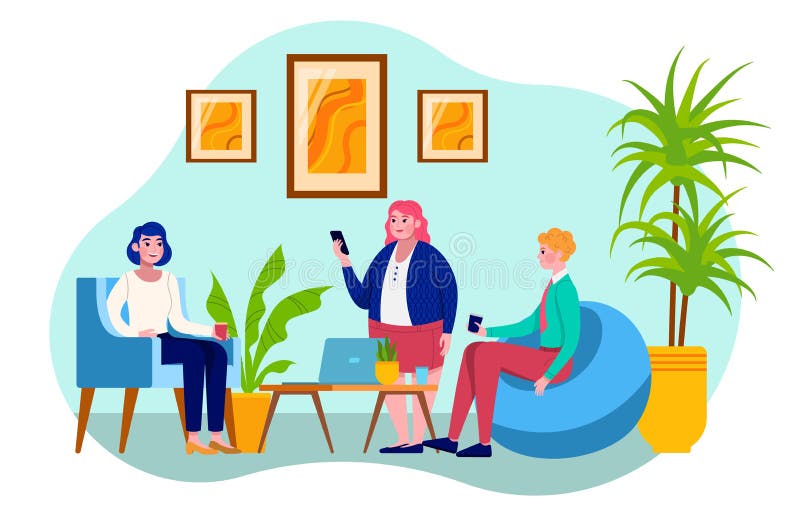 Composition People Communicate in Office, Group Colleagues ...